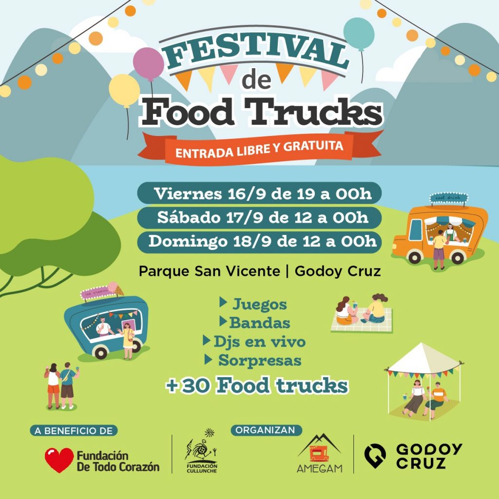 Festival de Foodtrucks: del 16 al 18 en el Parque San Vicente - Godoy Cruz