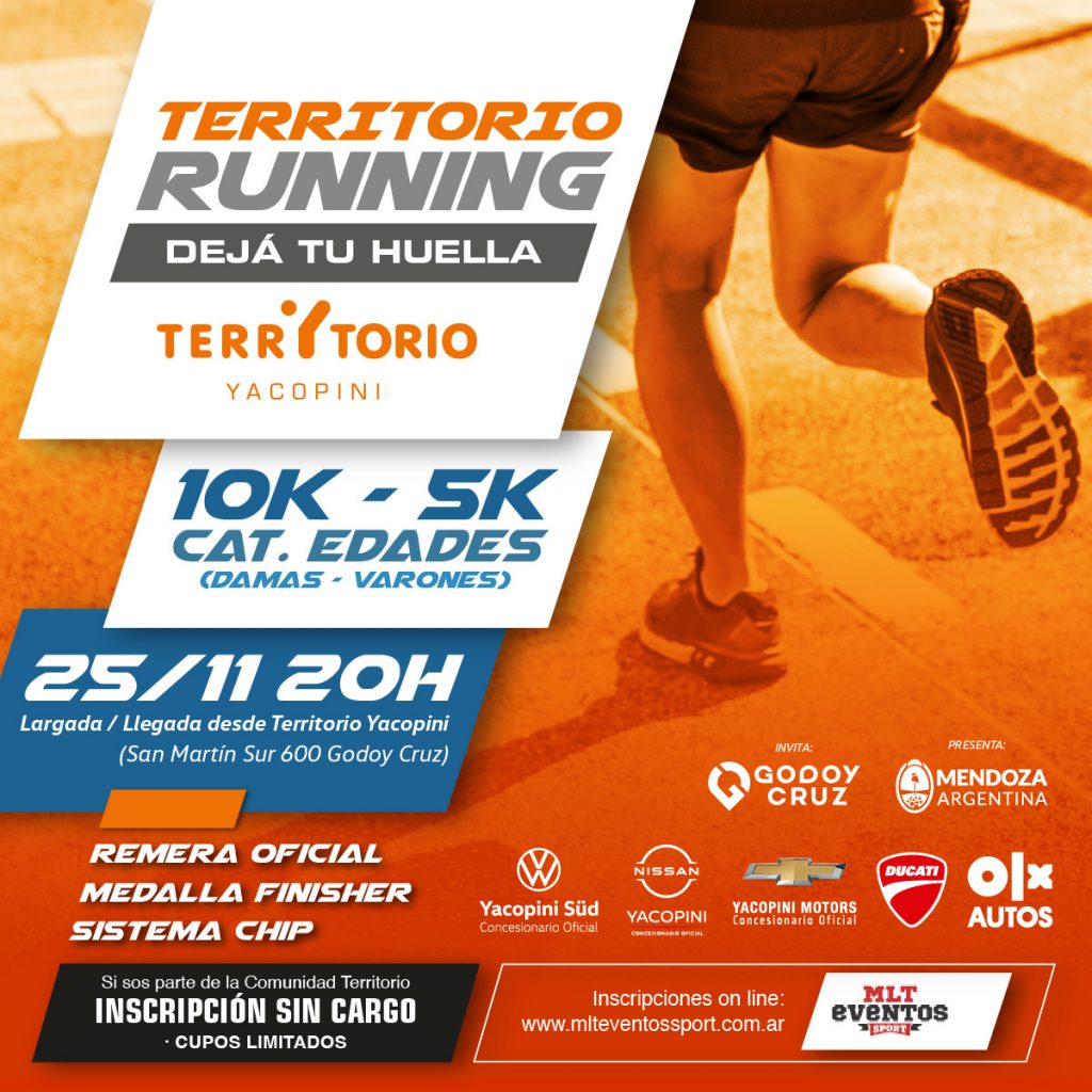 Inscripciones abiertas para la Maratón Territorio Running ¡Dejá tu Huella! - Godoy Cruz